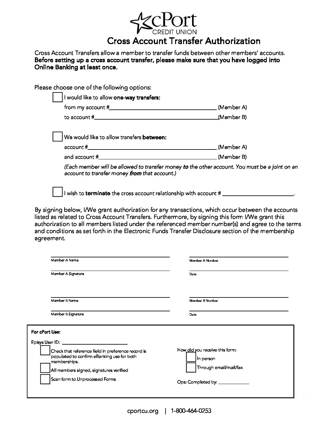 Electronic Funds Transfer Authorization Form